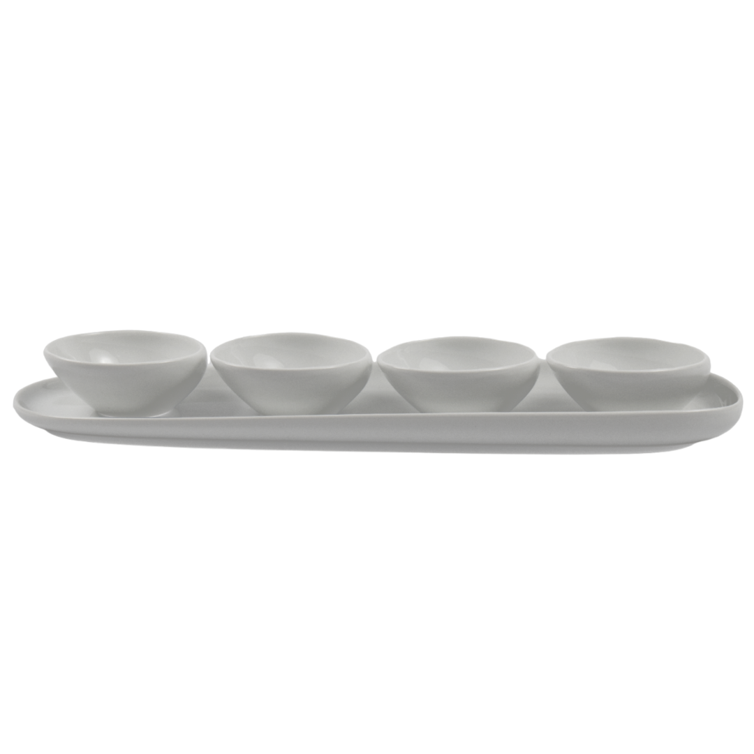 OMADA – Irregular Plate with 4 Bowls White – Lavish'd
